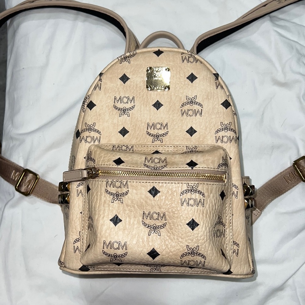 Mcm Mini Stark Side Stud Coated Canvas Backpack - Gem
